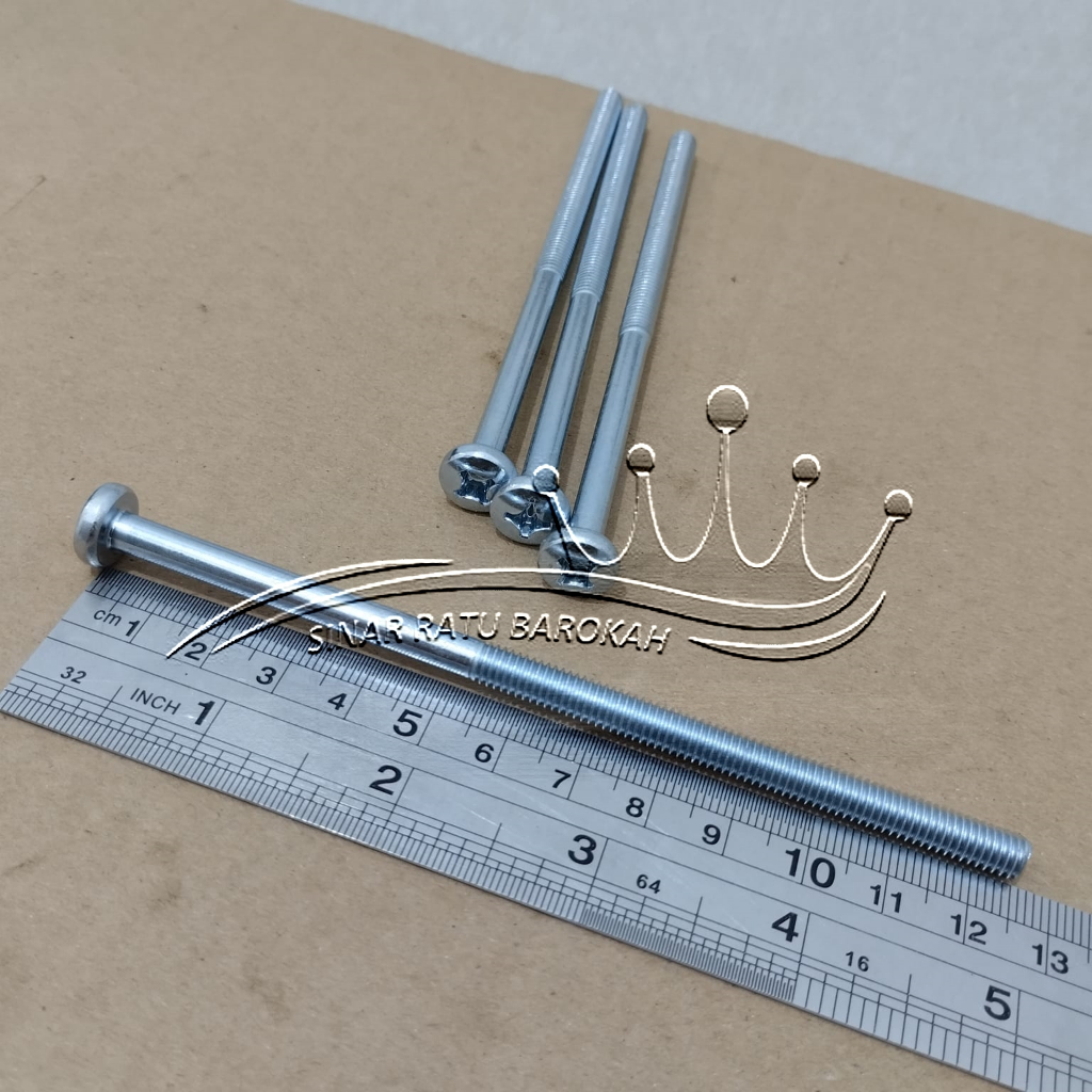 Jual BAUT OBENG PLUS JP M6X125 PANJANG 12,5CM 12,5 CM M6 X 125 BAUD 10 ...