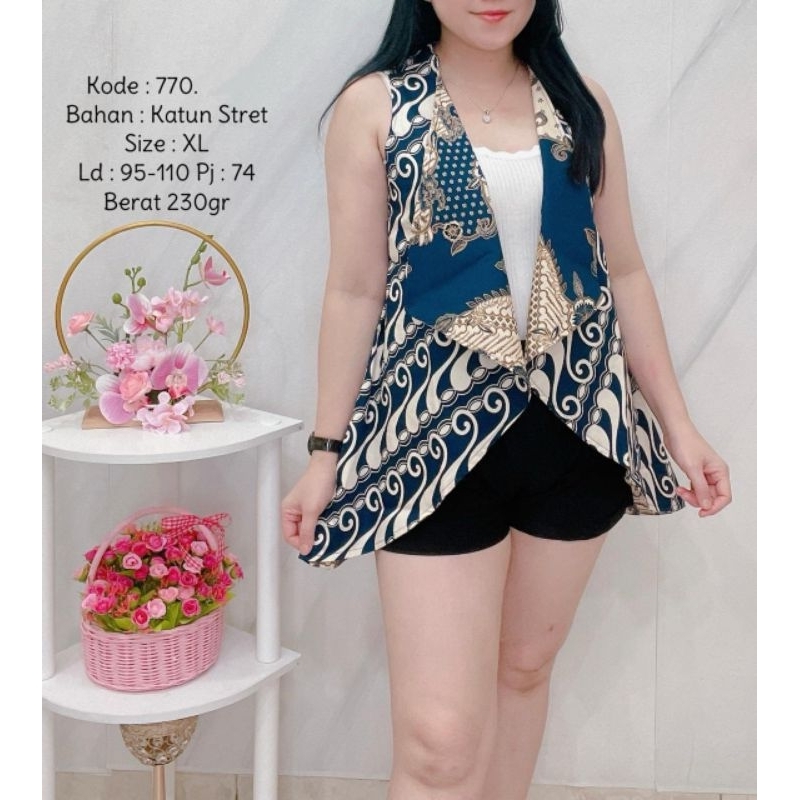 Jual Outer Batik Rompi Batik Bolak Balik Wanita AB-38 | Shopee Indonesia