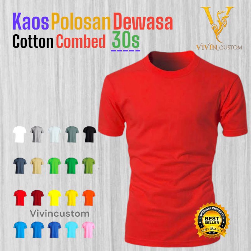 Jual kaos cotton combed 30s Basic serat kain tebal | Shopee Indonesia