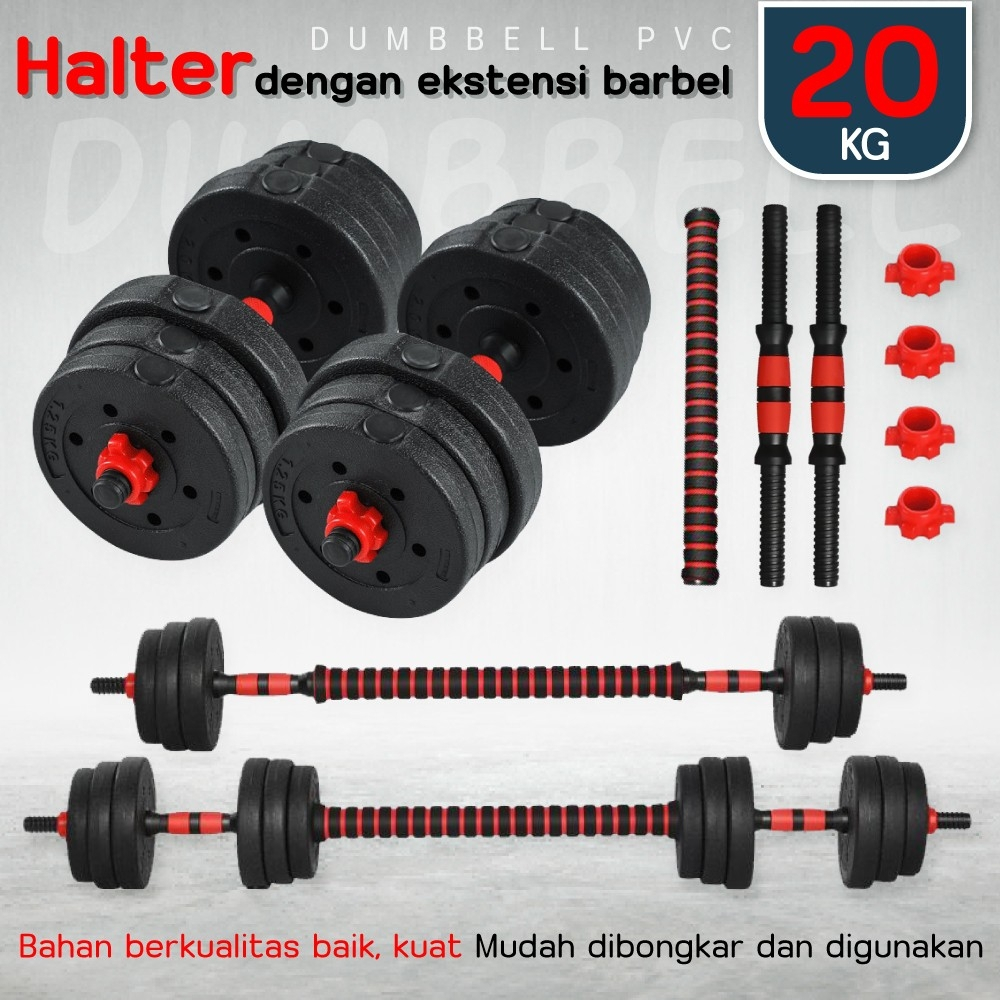 Jual BG SPORT Dumbell Set Kettlebel PVC 20KG Alat Olahraga Fitness Otot ...