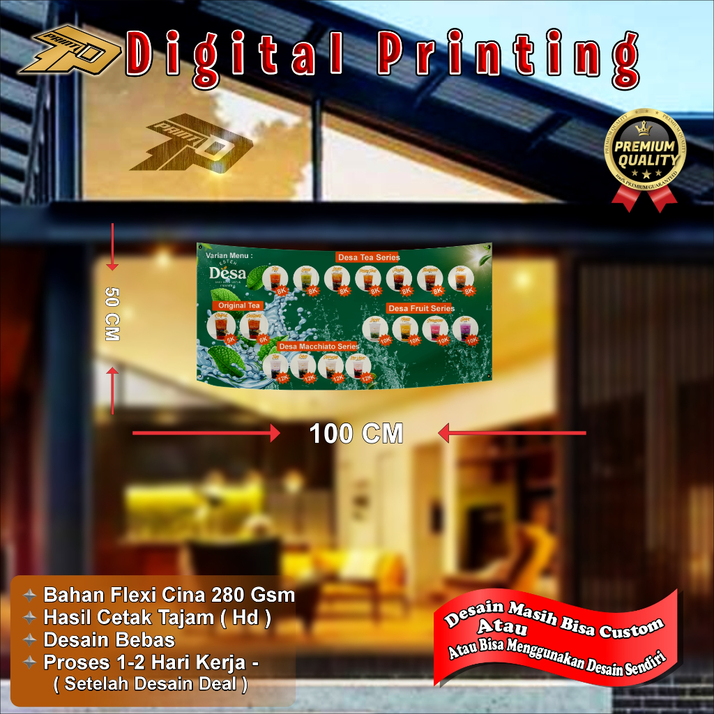 Jual CETAK SPANDUK BANNER ES TEH DESA | Shopee Indonesia