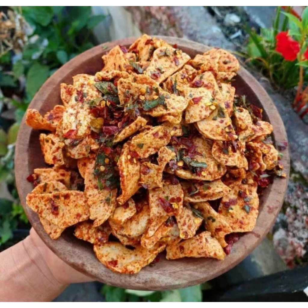 Jual basreng keripik/basreng bulat/basreng koin pedas daun jeruk bumbu ...