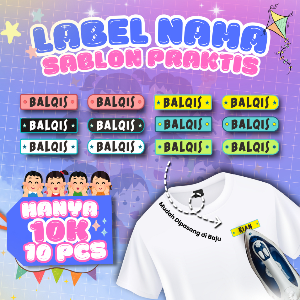 Jual Sticker / Stiker Nama Baju Sablon Setrika Label Nama Kain Permanen ...