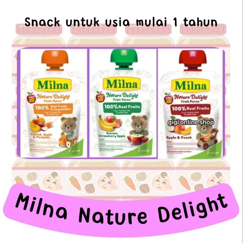 Jual MILNA Nature Delight Fruit Puree 80 gr Snack Bayi mulai 6 bulan ...