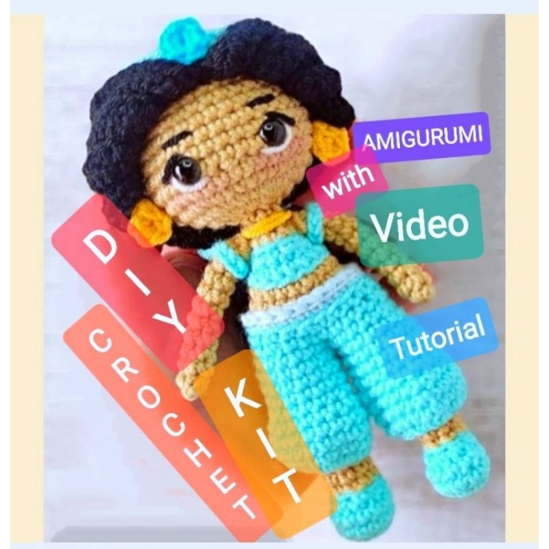 Jual (AMIGURUMI) DIY CROCHET KIT PRINCESS JASMINE YASMIN PAKET MERAJUT ...