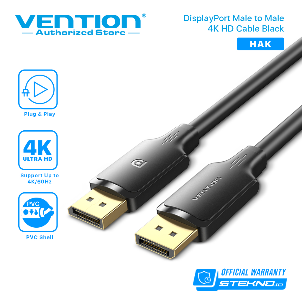 Jual Vention DisplayPort Male to Male 4K HD Cable Black | Shopee Indonesia