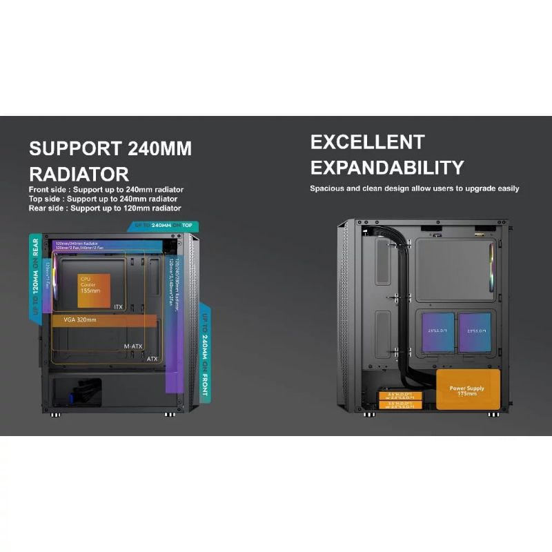 Jual Casing PC/Case PC VenomRX MYSTRA Tempered Glass ATX Gaming ...