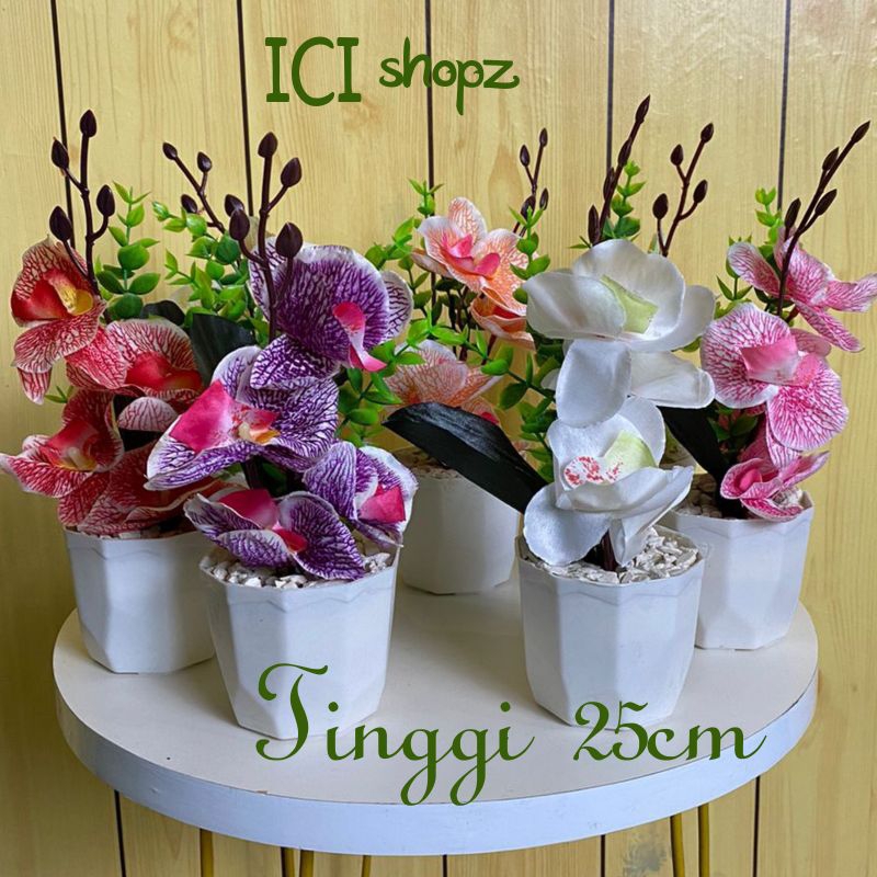 Jual Bunga Anggrek + Pot ( Vas Set ) / Bunga Artificial | Shopee Indonesia