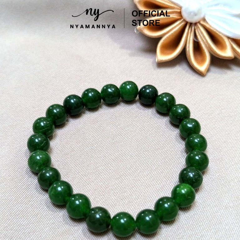Jual Nyamannya - Gelang Batu Alam Dark Green Jade Giok | Shopee Indonesia
