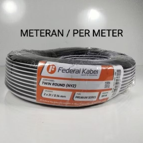 Jual METERAN FEDERAL KABEL TWIN ROUND 2X31/0.14mm NYZ PREMIUM SERIES ...