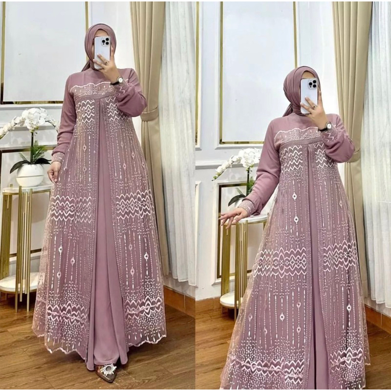 Jual Gamis Brukat Premium Terbaru Amelda Dress Kondangan Ceruty ...