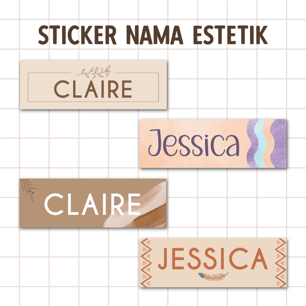 Jual Stiker Nama Estetik Custom Sticker Label Waterproof Aesthetic ...