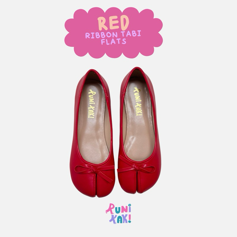 Jual RUNIKAKI - Red Ribbon Tabi Flat Shoes | Shopee Indonesia