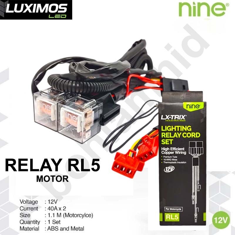 Jual Relay Lampu Tembak MOTOR Luminos RL5 LX Trix 2 x 40A Luximos Kabel ...