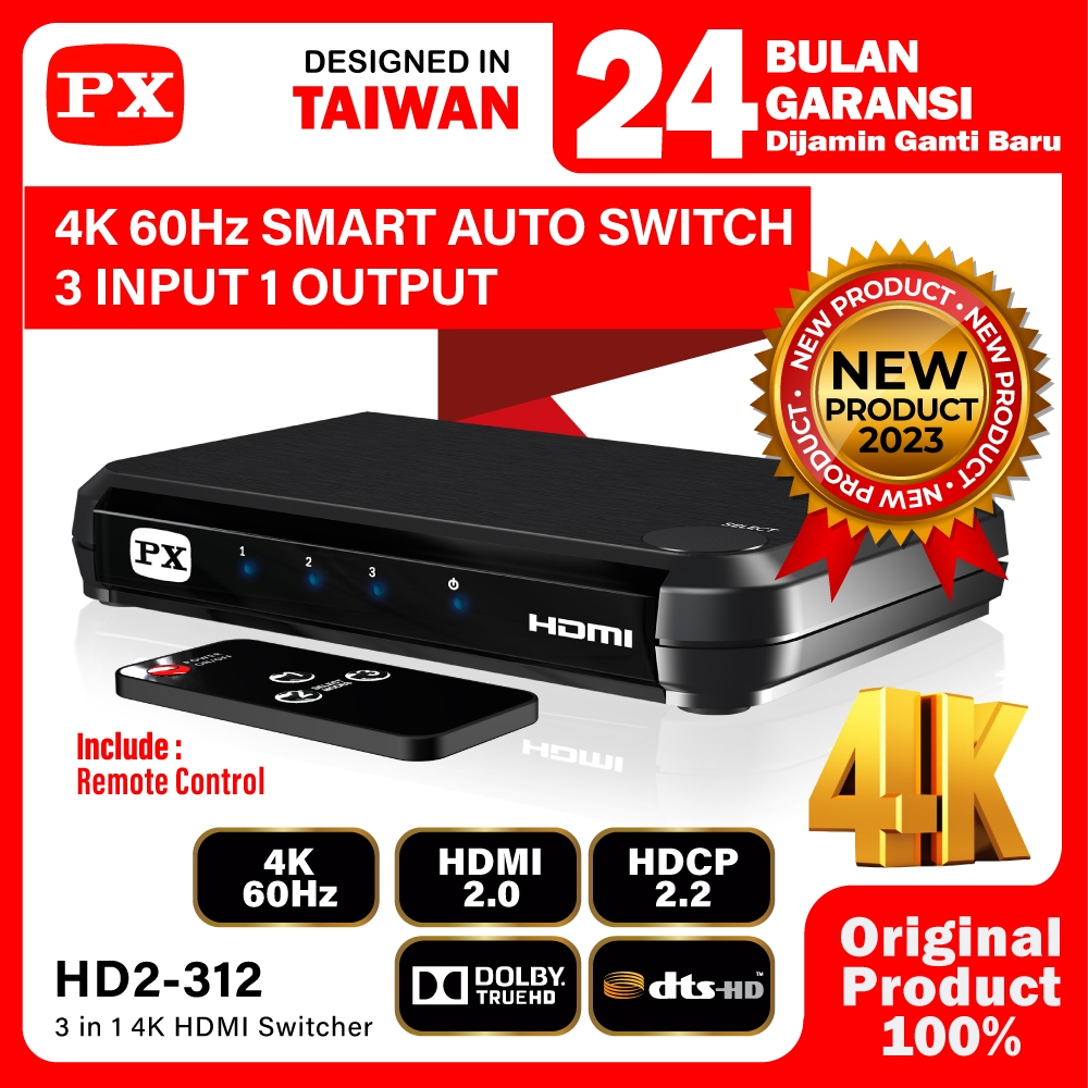 Jual HDMI Switcher Audio Video 4K Adapter 3 Input 1 Output 3 port PX HD2-312 | Shopee Indonesia
