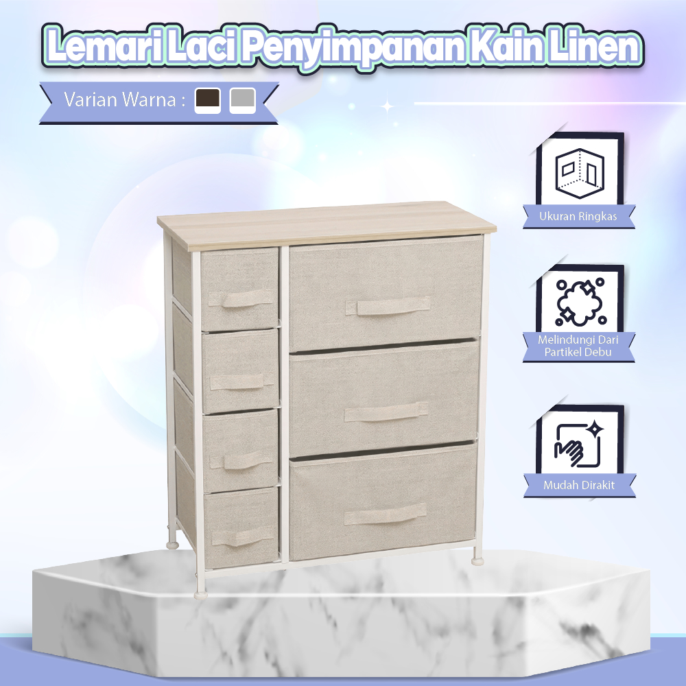 Jual Lemari Laci Kain Linen Rak Lemari Penyimpanan Lemari Sisi Ranjang ...