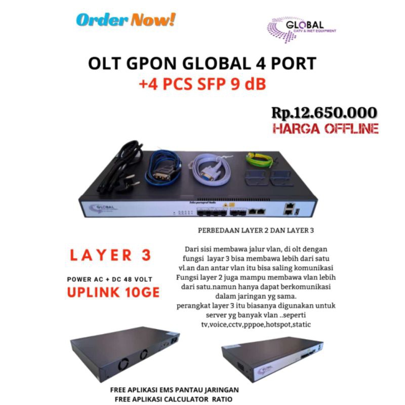 Jual OLT GPON GLOBAL 4 PORT AC/DC | Shopee Indonesia