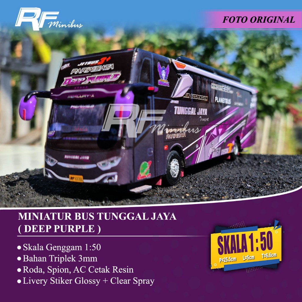 Jual Miniatur Bus Tunggal Jaya (Deep Purple) Skala 1:50 | Shopee Indonesia