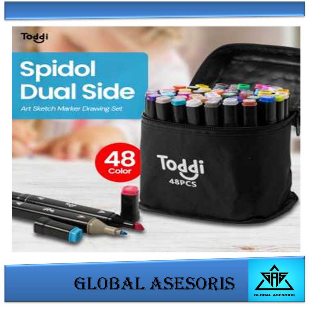 Jual Set Spidol Toddi 30 48pcs Warna Spidol Sketsa Pena Kuas Spidol ...