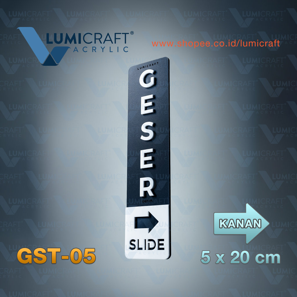 Jual Sign Acrylic Geser / Slide Arah Panah Kanan - Akrilik Hitam ...