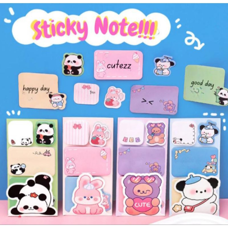 Jual Sticky Notes 4in1 4 in 1 100 Lembar Kertas Catatan Motif Kartun ...