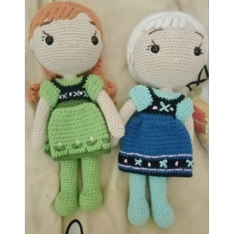 Jual Boneka Crochet Frozen Elsa dan Anna 25cm Besar Cantik Lucu ...