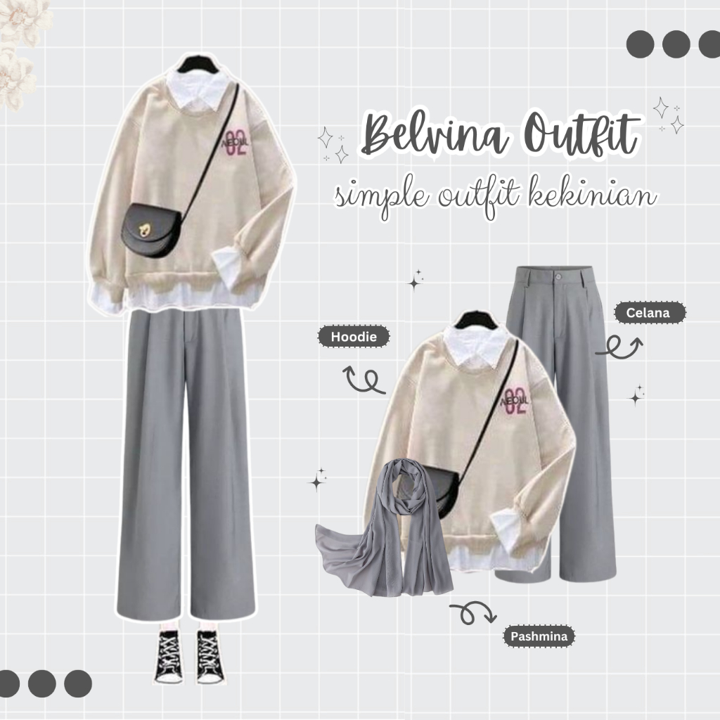 Jual SND - Set Belvina ( Sweater + Kemeja Putih + Celana Kulot ...