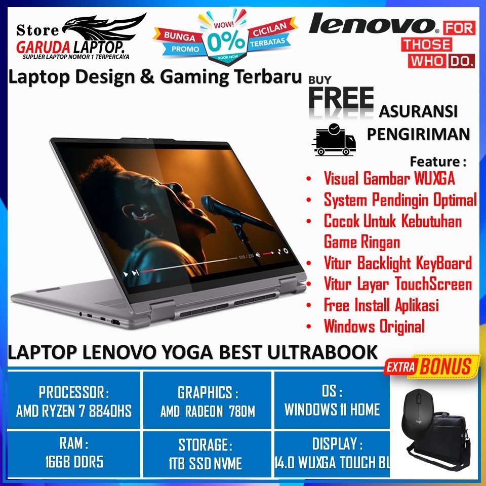 Jual LAPTOP 2in1 LENOVO YOGA 7 14 AMD RYZEN 7 8840HS 16GB 1TB SSD RADEON 780M 14.0 WUXGA TOUCH ...