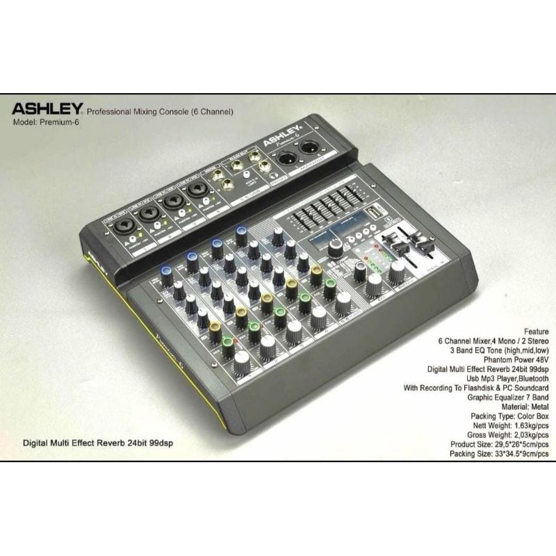Jual Mixer Audio Ashley Ashley Premium 6 Channel 4 Mono 2 Stereo Original | Shopee Indonesia