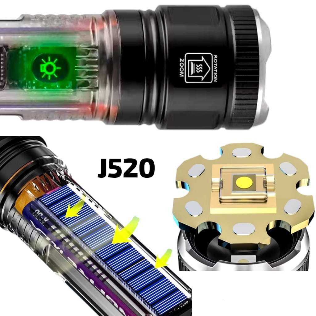 Jual J520 LAMPU CAS POWER BANK PB SENTER LED LASER ZOOM POWERBANK TYPE ...