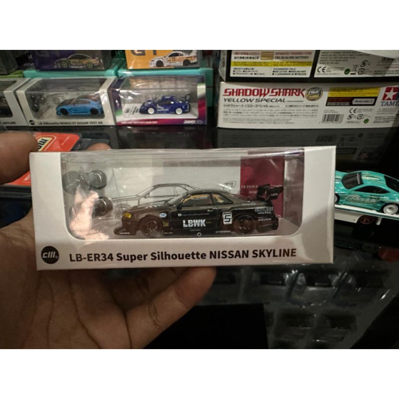 Jual CM Model 1:64 LB ER34 Super Silhouette Nissan Skyline #5 Chrome GunGrey | Shopee Indonesia