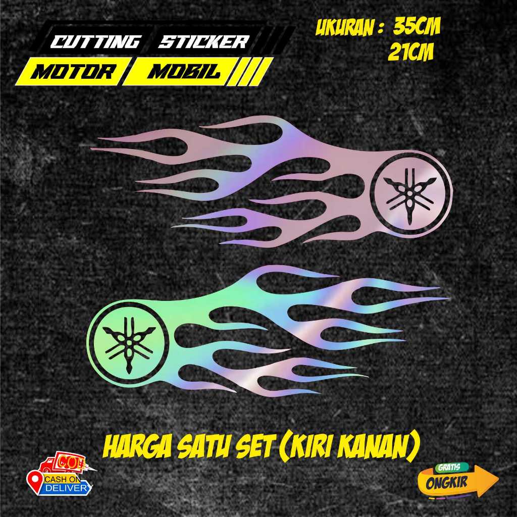 Jual 1 Set (kiri kanan) Stiker Logo Yamaha Api Stiker Motor Yamaha ...