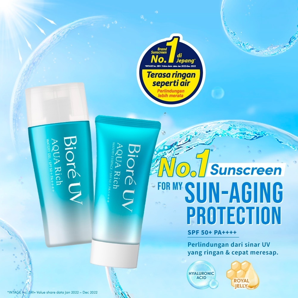 Jual Biore UV Aqua Rich Sunscreen Untuk Melindungi Kulit Watery Gel SPF 50 PA++++ Waterproof 70g ...
