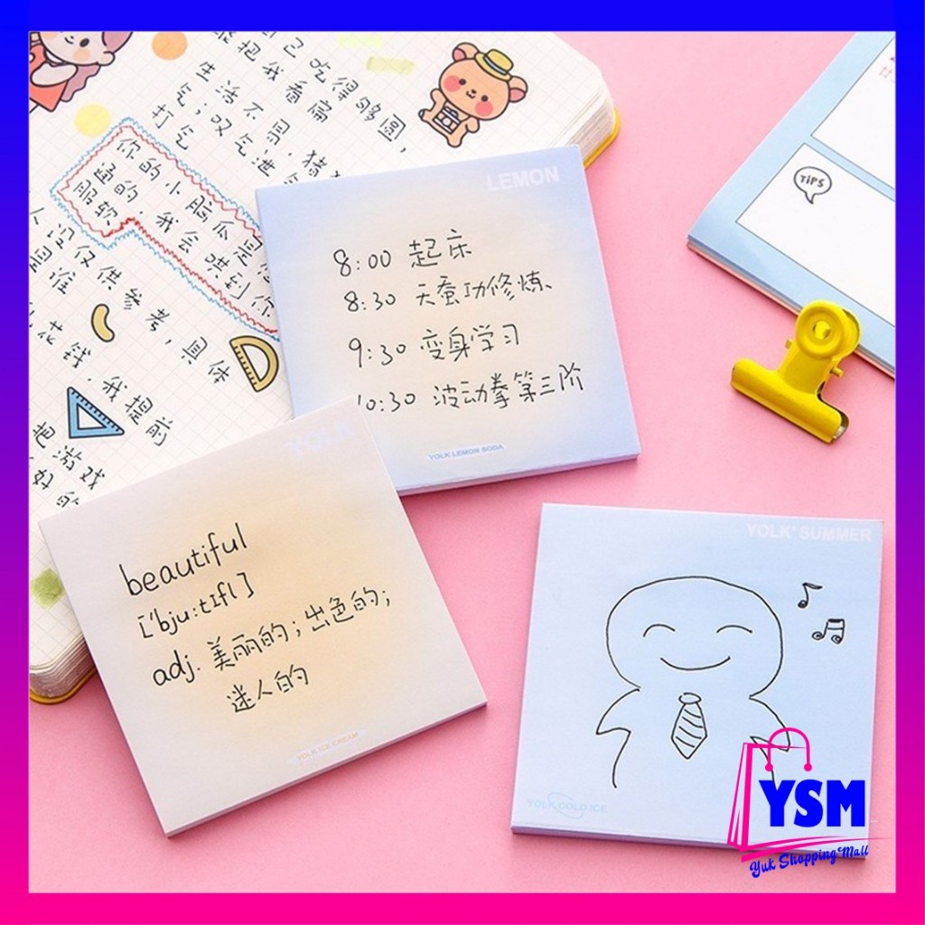 Jual YSM Sticky Notes Gradasi Lucu Polos 50 Lembar Memo Tempel Gradasi ...