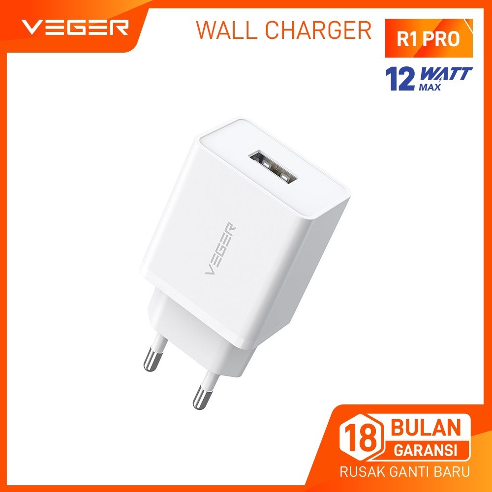 Jual VEGER R1 PRO / Charger VEGER R1 PRO 12W 2.4A with kabel MICRO USB ...