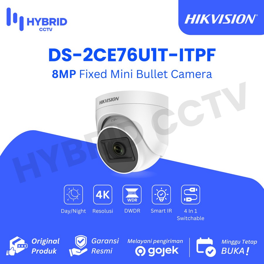 Jual Hikvision DS-2CE76U1T-ITPF 4K Fixed Turret Camera | Shopee Indonesia