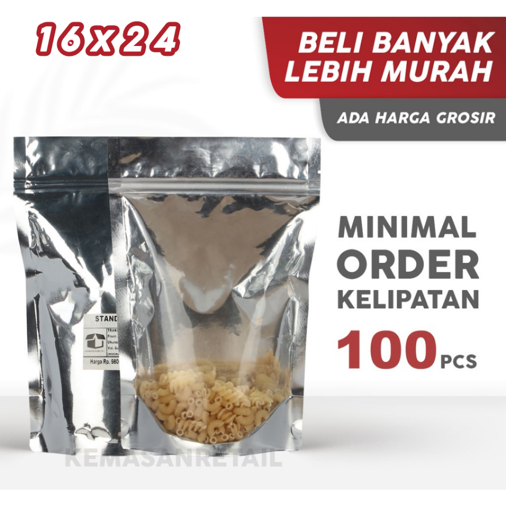 Jual Kemasan Standing Pouch Transmet Kombinasi Silver 16x24 cm ...