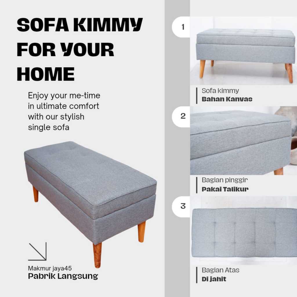 Jual KANVAS - SOFA KIMMY MINIMALIS / SOFA BENCH KOTAK PANJANG FULL BUSA ...
