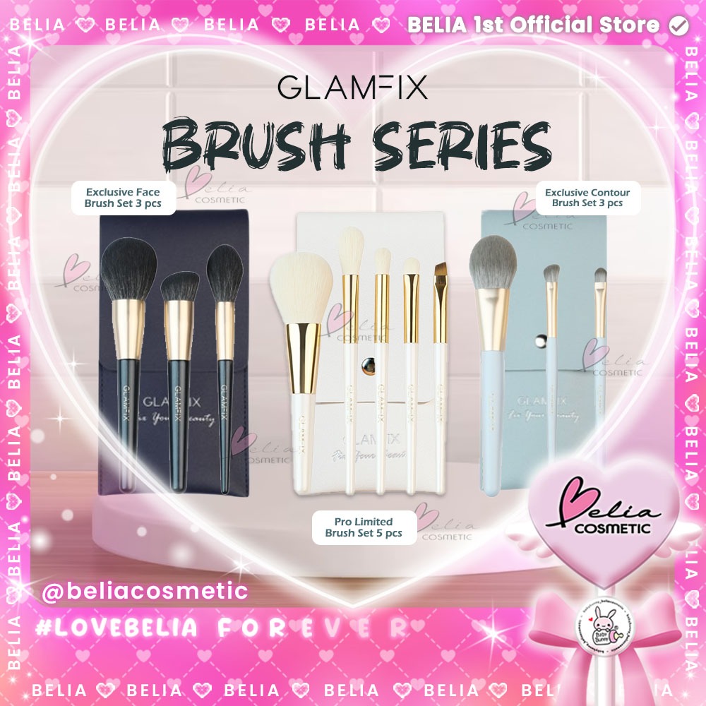 Jual BELIA GLAMFIX Pro Limited Brush Set 5pcs | Exclusive Face Brush ...