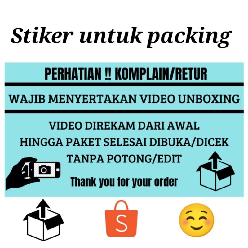 Jual Stiker video unboxing,sticker untuk produk pecah belah,sticker syarat komplain/retur,stiker ...