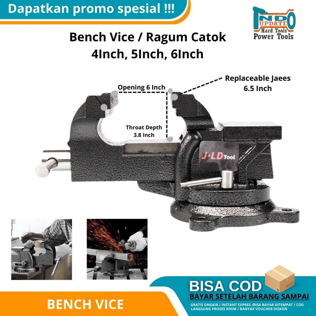 Jual Catok Paron Ragum Bench Vice 125mm Tanggem Meja Putar Bais Besi 5 ...