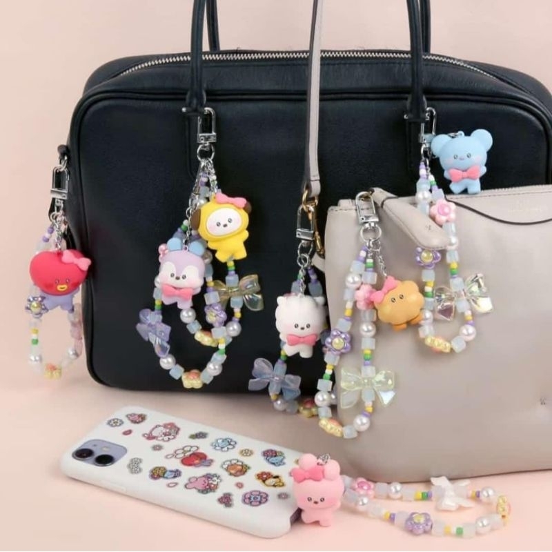 Jual (BACA DESKRIPSI) PO BT21 minini BEADS STRAP KEYRING LOVELY (Tata cooky mang shooky koya rj ...