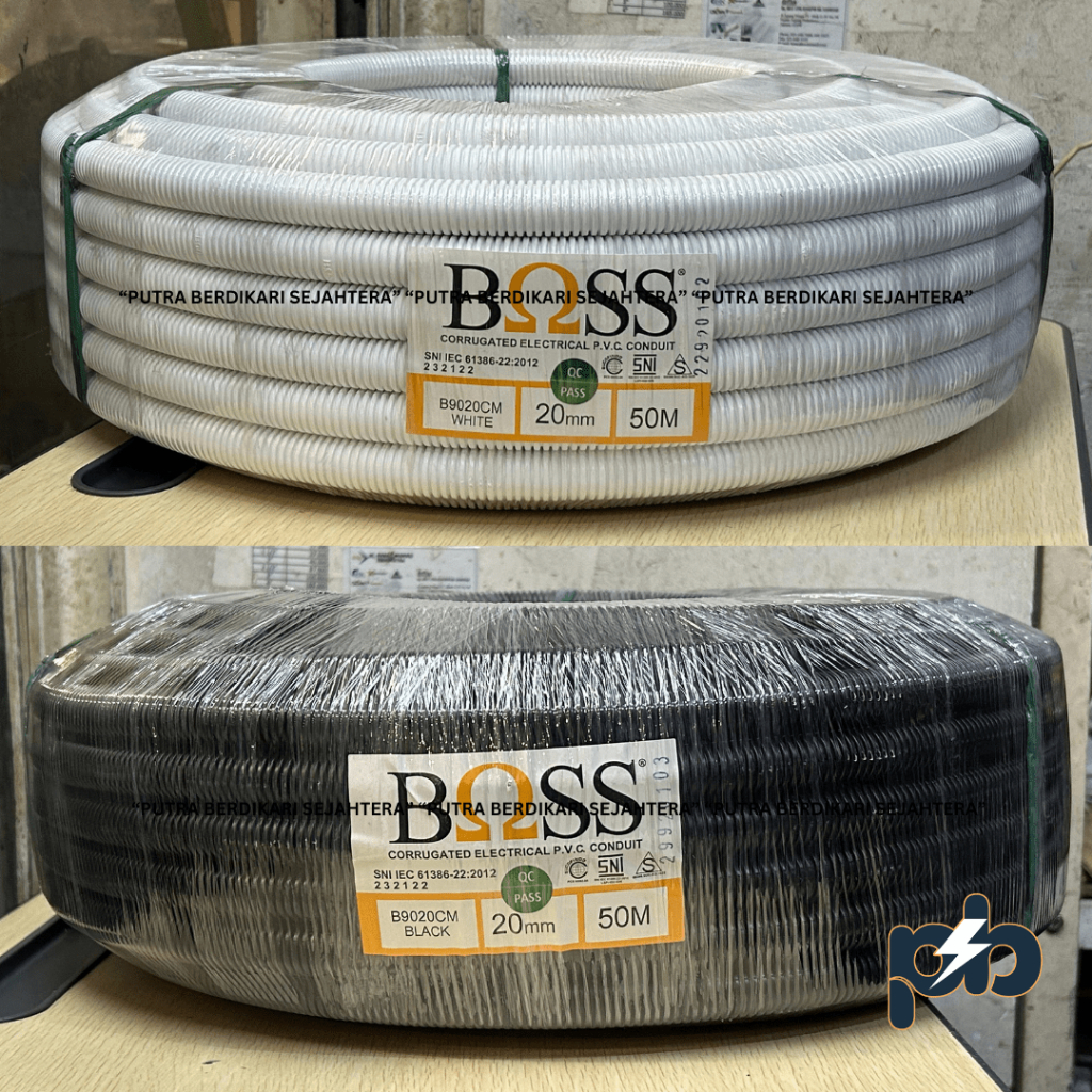 Jual Flexible Conduit PVC Boss 20mm / Flexible Conduit 20 mm Merk Boss ...