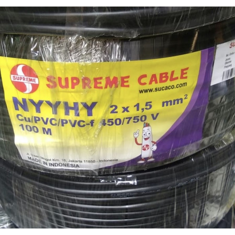 Jual KABEL SERABUT NYYHY 2x1,5MM 2x1.5 MM SUPREME METERAN ECERAN POTONGAN | Shopee Indonesia