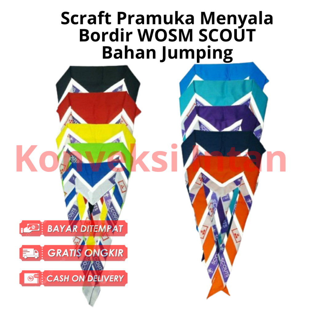 Jual Scraft Pramuka Scout Menyala WOSM | Scraf Pramuka Bordir WOSM ...