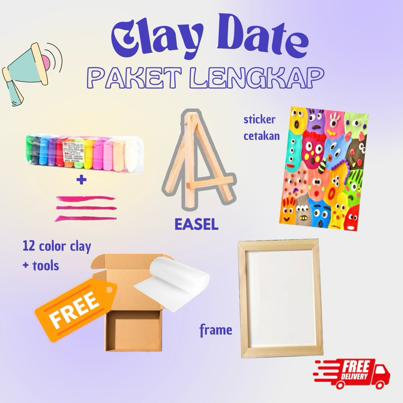 Jual [PAKET LENGKAP] DIY CLAY DATE | IDE DATE CLAY | FRAME CLAY KIT 1 ...