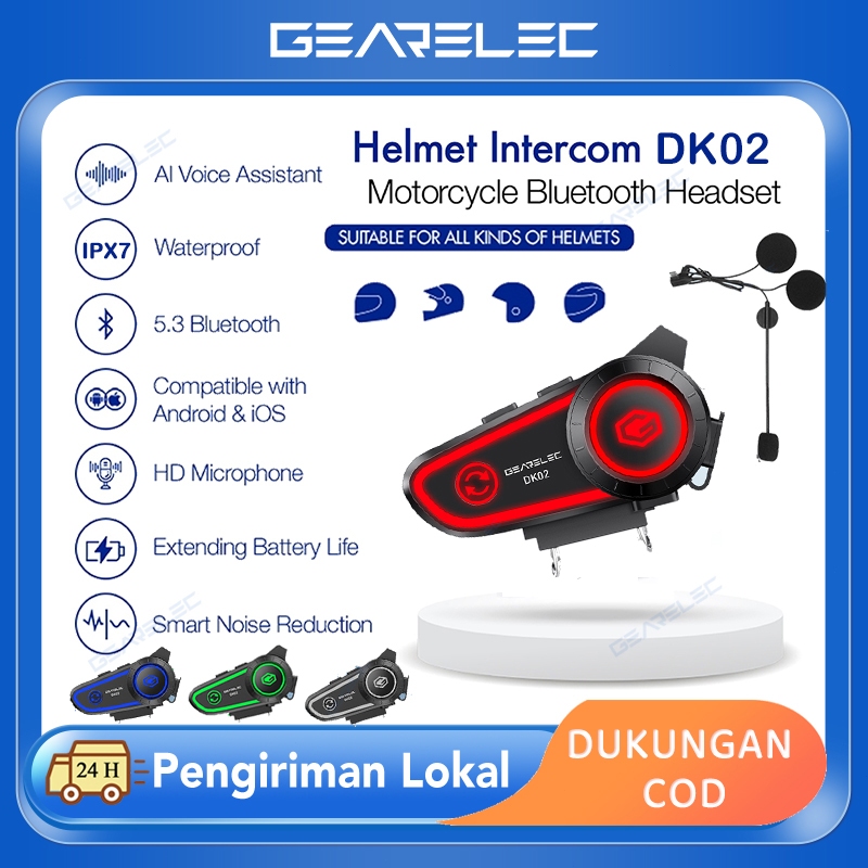 Jual GEARELEC DK02 Headset Helm Bluetooth / HeadPhone Helm Bluetooth / Intercom Motor / Headset ...