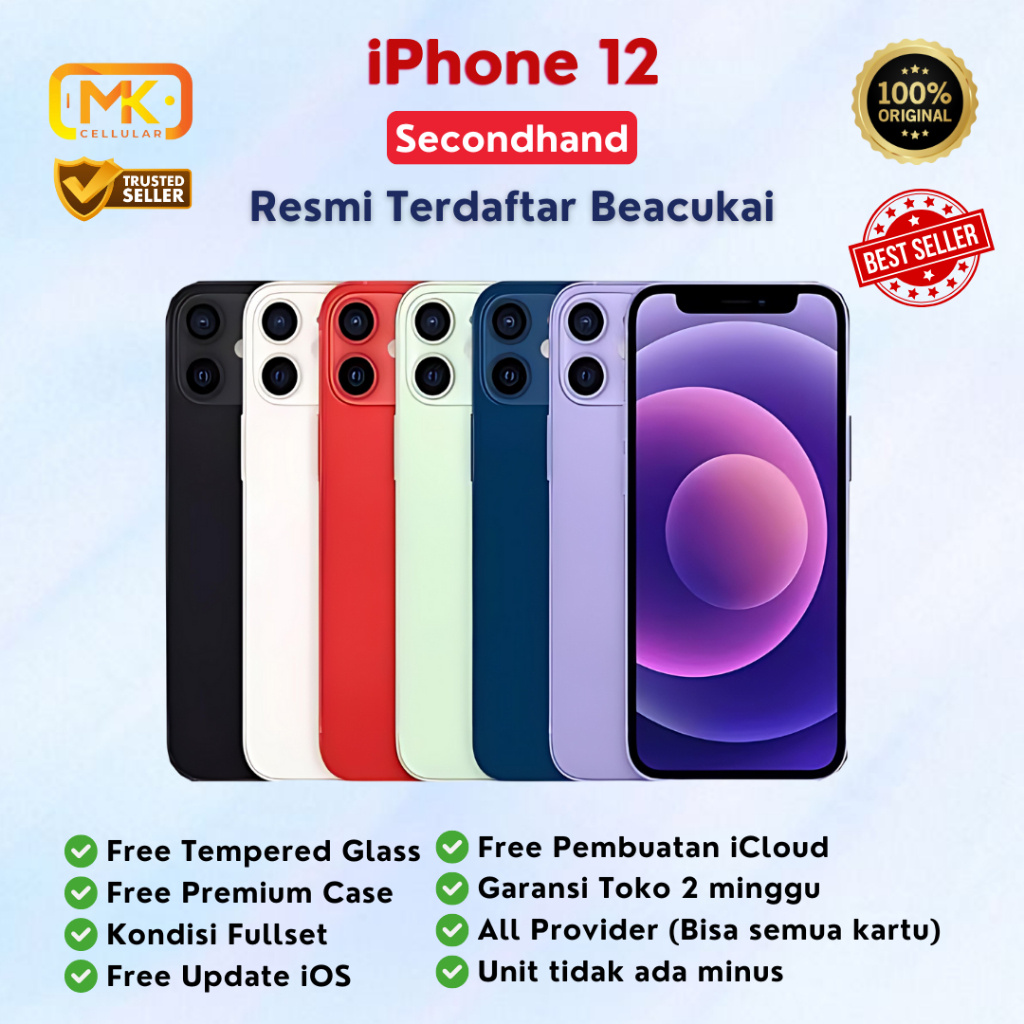 Jual Second iPhone 12 64GB Resmi Terdaftar Beacukai Original | Shopee Indonesia
