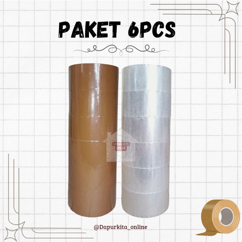 Jual Paket Lakban Solasi 6 Pcs Murah / Lakban Coklat - Lakban Bening UK 45 mm x 90 Yard 6pcs ...