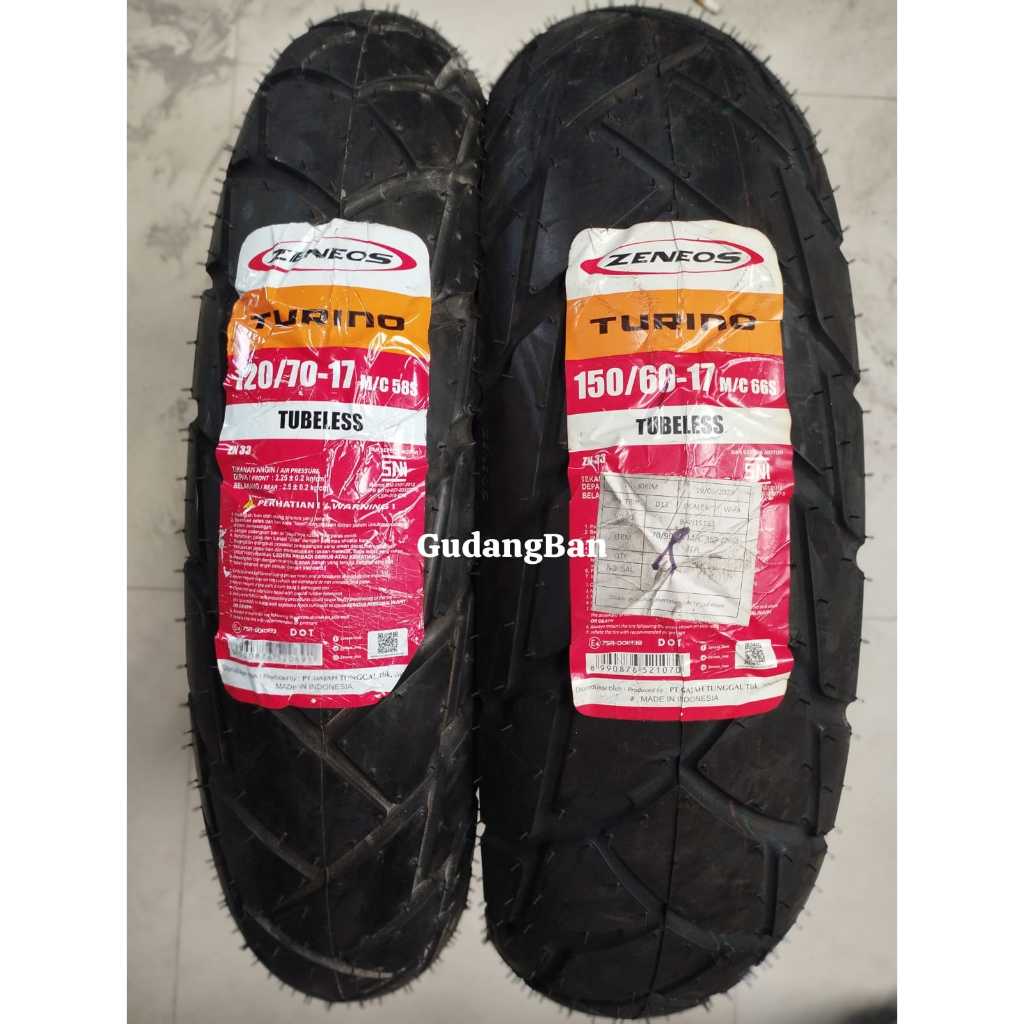 Jual ( RING 17 ) Paket Ban luar Zeneos Turino Uk 120 / 70 -17 dan 150 / 60 -17 TUBELESS FREE ...